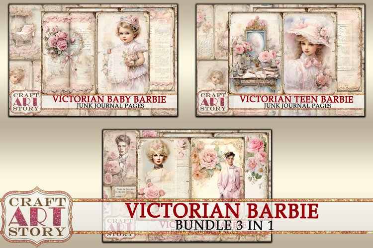 Victorian Barbie Junk Journal Kit Bundle,Vintage Collage