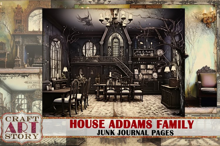House Addams family Junk Journal Pages,scrapbook printables