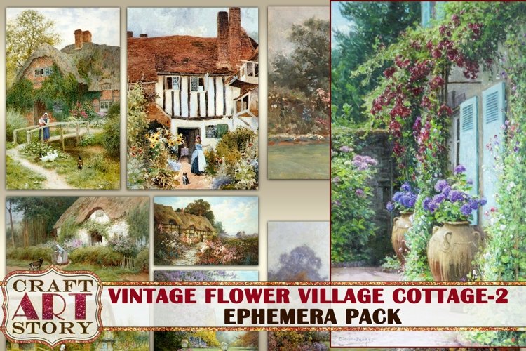 Vintage Flower Village Cottage Ephemera (2134698)