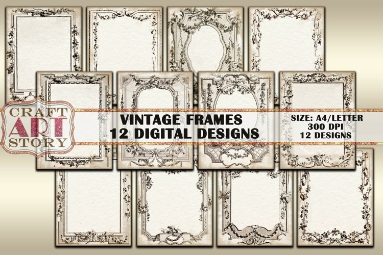 Vintage frames 12 Digital designs,Pattern Papers