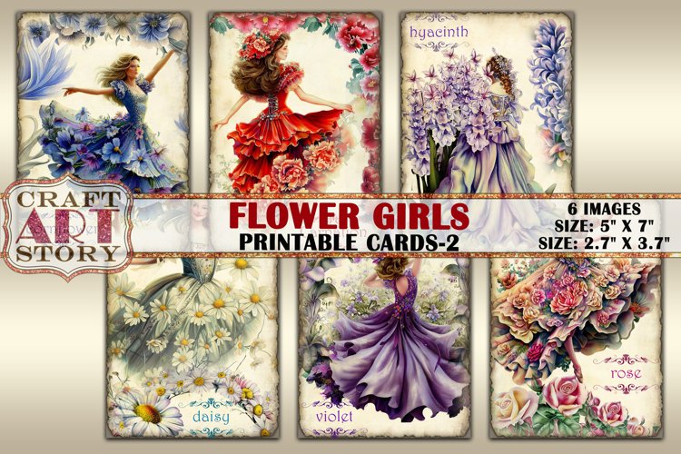 Flower girls card set-2,Flowers girl journal papers cards
