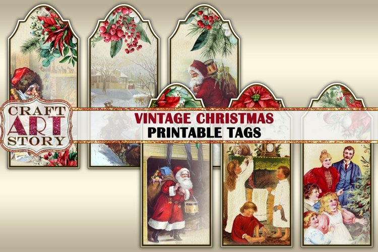 Vintage Christmas ephemera tags,xmas decoupage Christmas