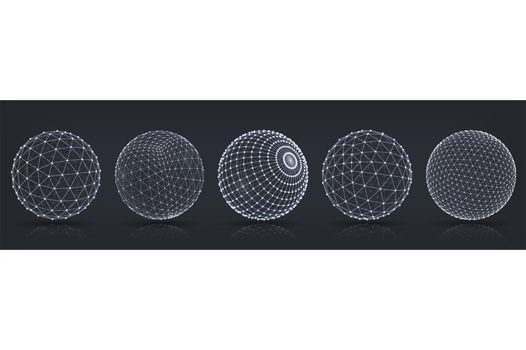 Grid spheres. Realistic 3D globes with abstract (1822200)