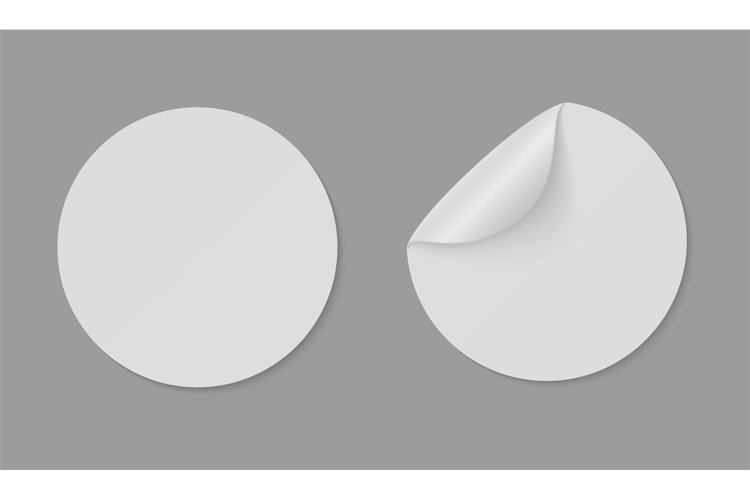 Paper round stickers with curled edge. Circle (2070522)