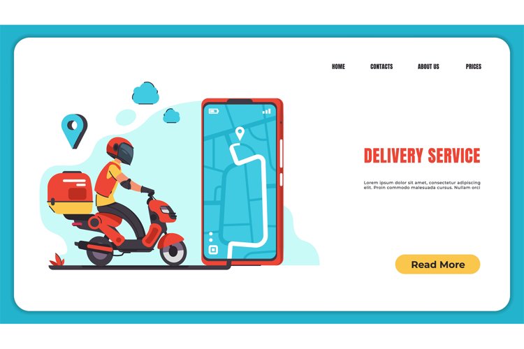 Delivery landing page. Food and goods online order and deliv