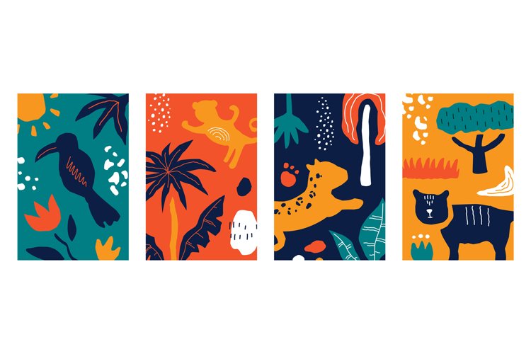 Cute abstract posters. Minimal trendy vertical banners with