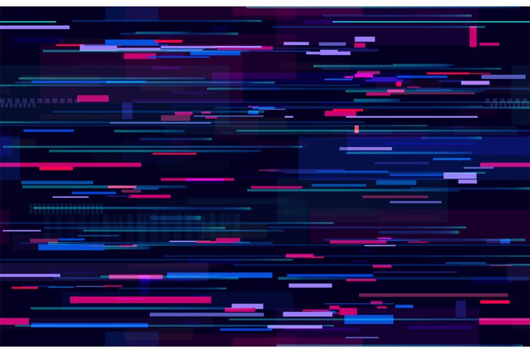 Futuristic neon glitch seamless pattern. TV pixel (3126839)