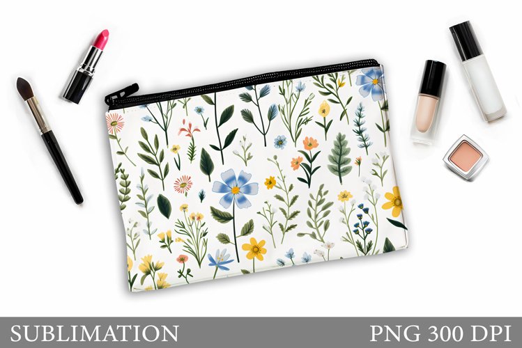 Wildflowers Makeup Bag. Floral Makeup Pouch Design