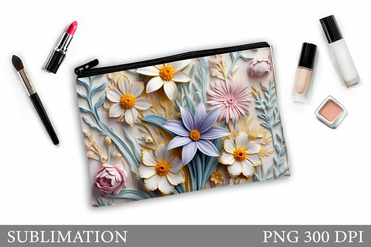 3D Flowers Makeup Bag Design. Flowers Makeup Pouch
