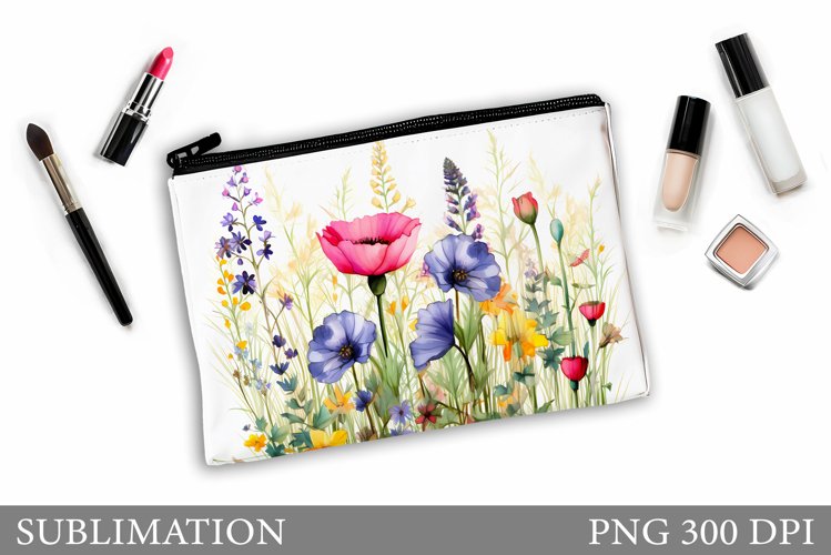 Flowers Makeup Bag Design. Flowers Sublimation (4173591)