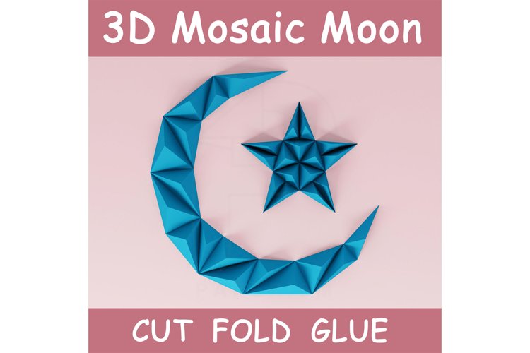 Moon &, star mosaic decor, DIY Moon papercraft, pdf template (1984241 ...