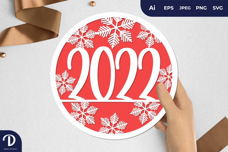 2022 New Year with Snowflakes Round Papercut (1723680)