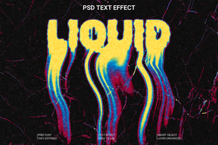 Vibrant Liquid Dripping Text Effect PSD Template