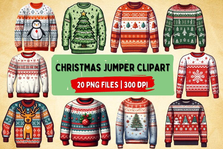 20 Christmas Jumper Clipart Bundle | Ugly Christmas Sweater