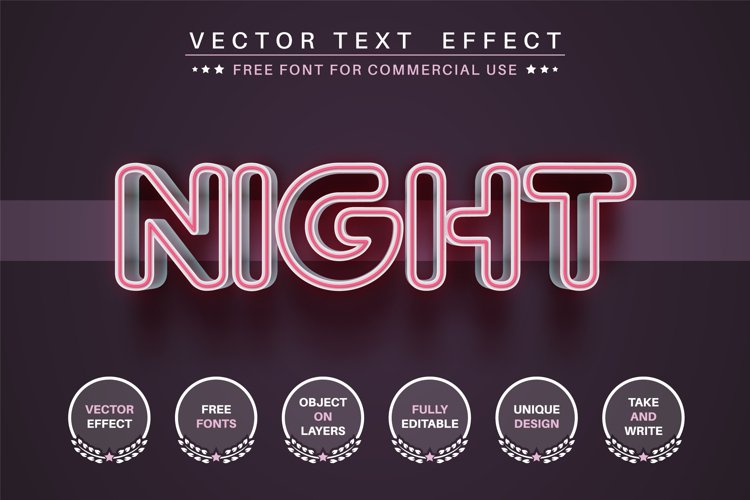Neon line - editable text effect, font style