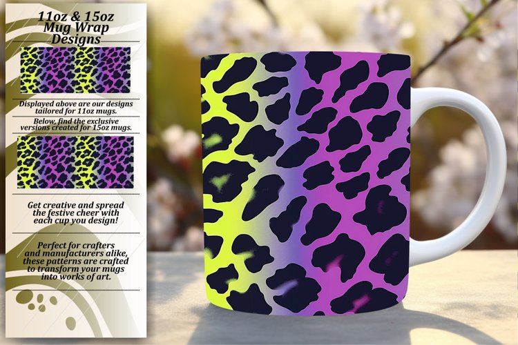 Vibrant Leopard Gradient Mug Wrap - 11oz 15oz