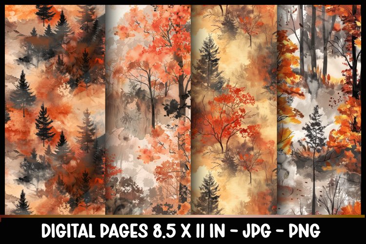 4 Warm Autumn Digital Papers I Junk Journal 8.5x11 (3811903)