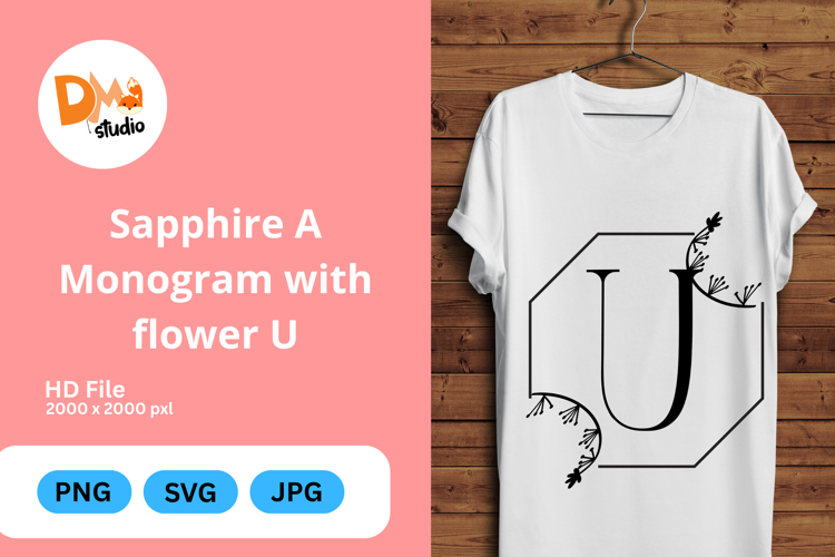 Sapphire Monogram with Flowers (6096113)