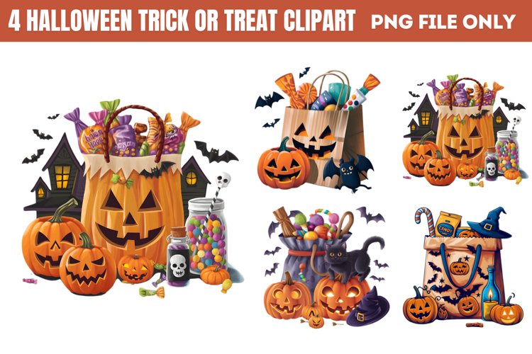 Halloween Trick Or Treat Bag Clipart PNG (4741291)