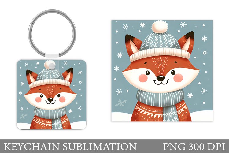 Christmas Fox Keychain. Winter Fox Keychain Design (5040036)