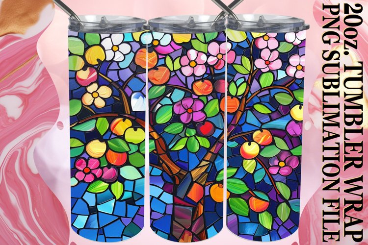 Colorful Stained Glass Tree 20oz Wrap Sublimation Tumbler