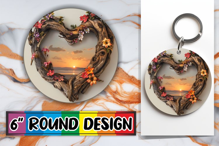 Floral Bliss Sublimation 3D Heart Frame