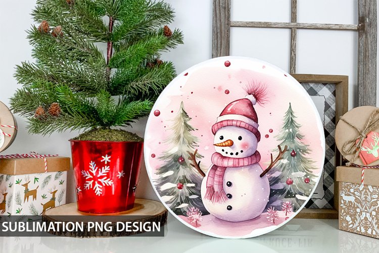 Christmas Snowman Round Sign