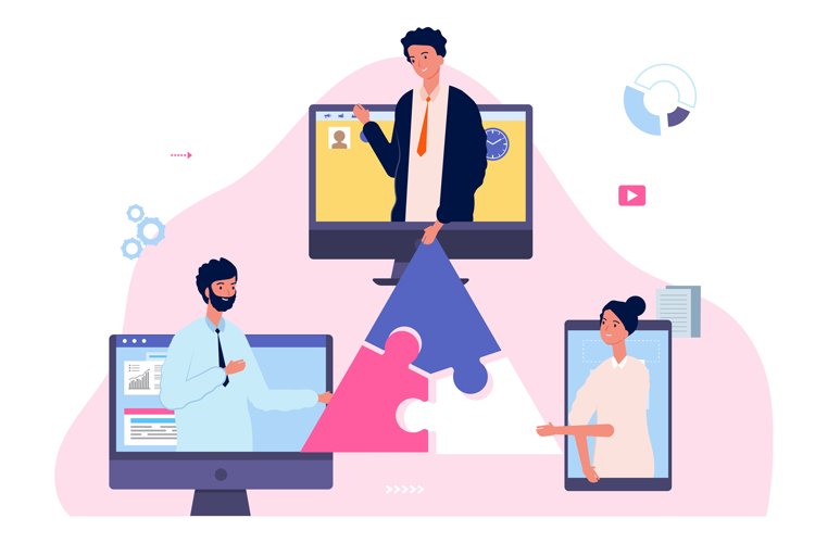 Cooperation concept. Remote business, distance effective tea