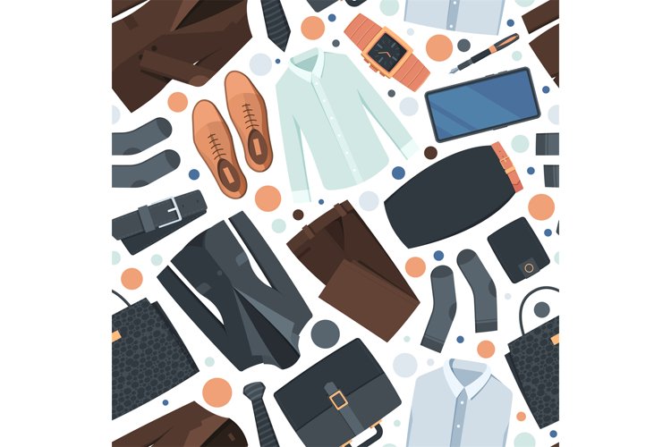 Clothes pattern. Textile design with different business clot