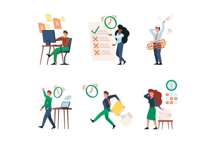 Deadline characters. Business people managers bad office dis