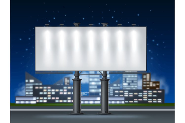 Night city billboard. Realistic blank illuminated (1908844)