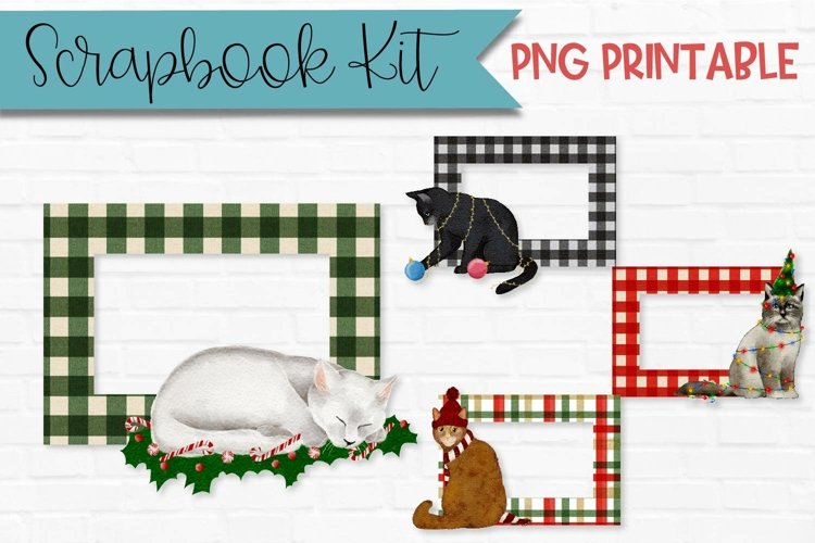 Christmas Cats Scrapbook Frames Rectangles
