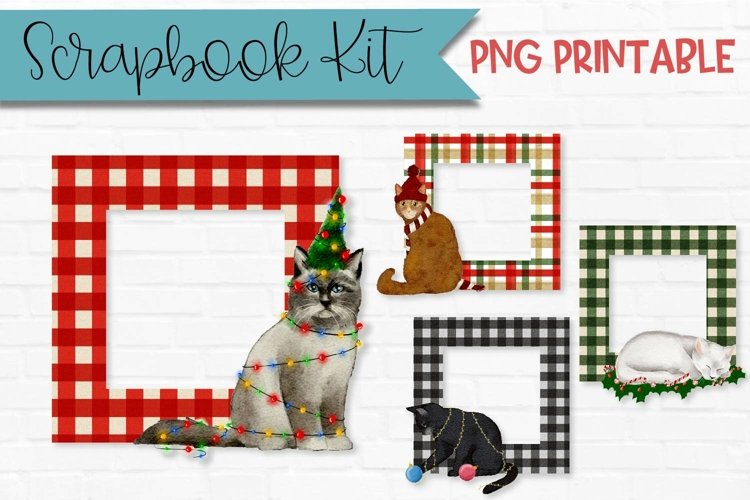 Christmas Cats Scrapbook Frames Squares