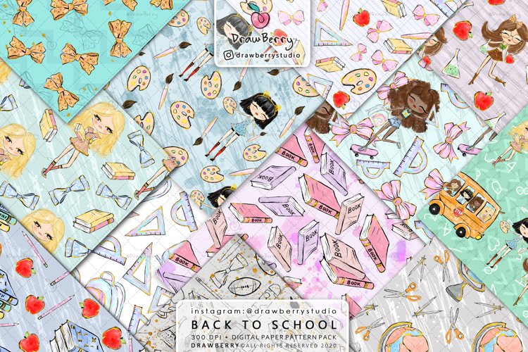 Back to School Teacher & Kids Seamless Digital Pattern DP002