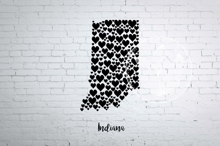 Indiana map with hearts
