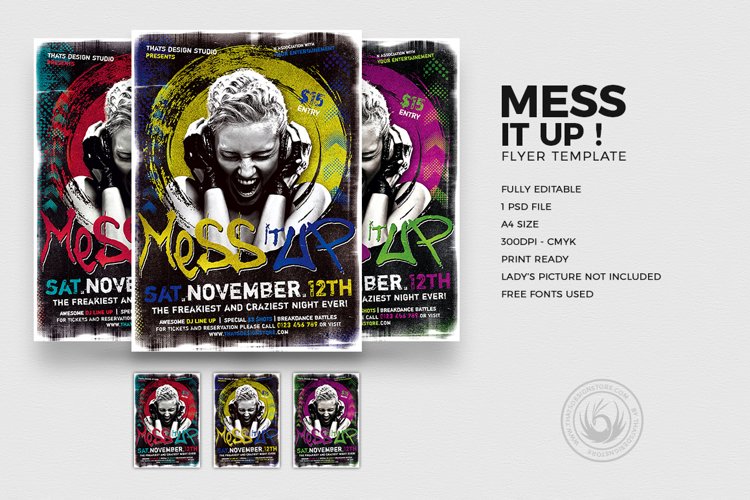 Mess it Up Flyer Template (31843) | Flyers | Design Bundles