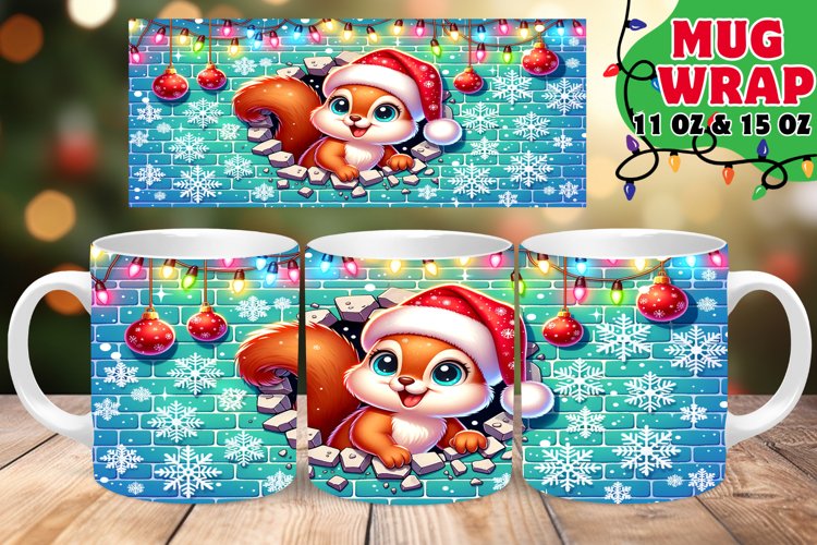 3D Xmas Cartoon Caprice Mug Wrap 15oz PNG