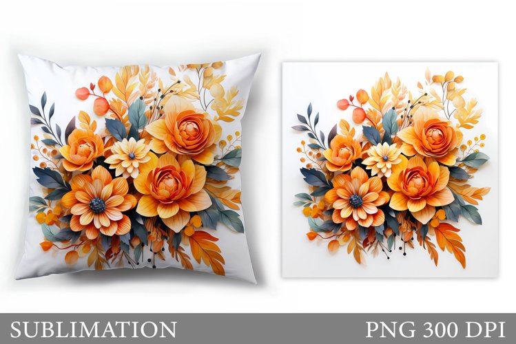 Floral Sublimation. 3D Flowers Pillow Sublimation (4687865)