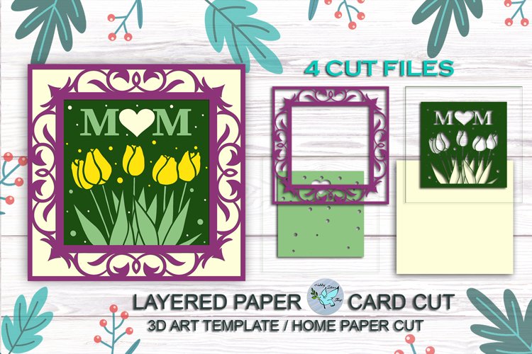 Mother's Day Papercut 3D Card Templates