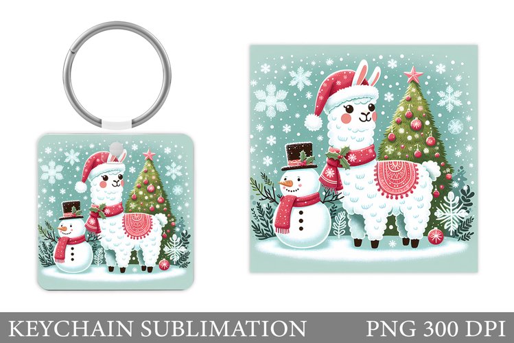 Christmas Lama Keychain. Cute Lama Keychain Design (4758407)
