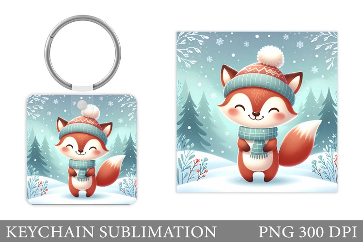 Christmas Fox Keychain. Winter Fox Keychain Design (5040037)