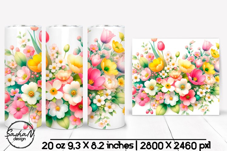 Spring floral, 20 oz spring tumbler wrap