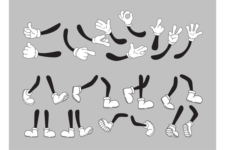Hand feet mascot animation. Different movement legs and hand