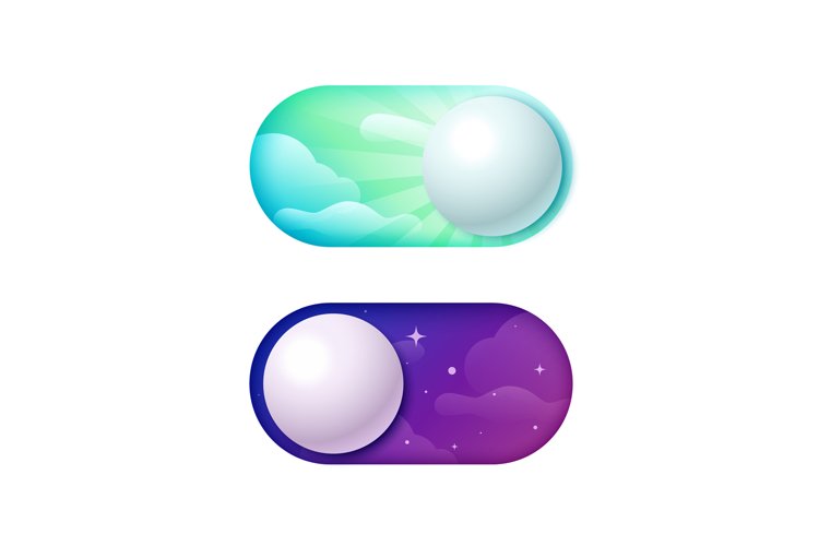 Day and night switch button. Morning and evening toggles. Da