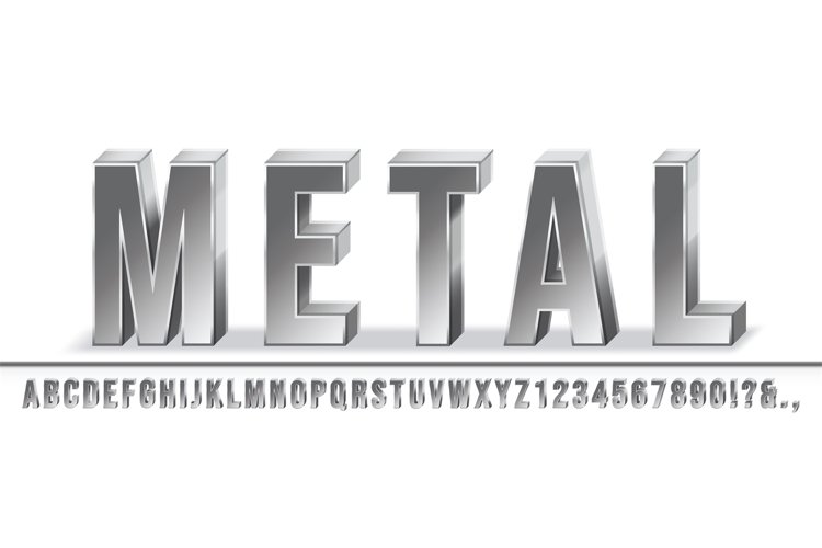 Realistic metal shiny metallic 3D letters