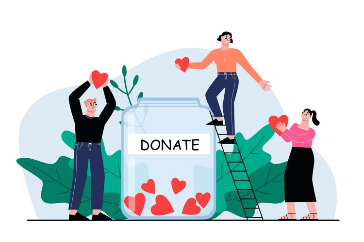 Donation concept, donat financial and hearts, support or hel