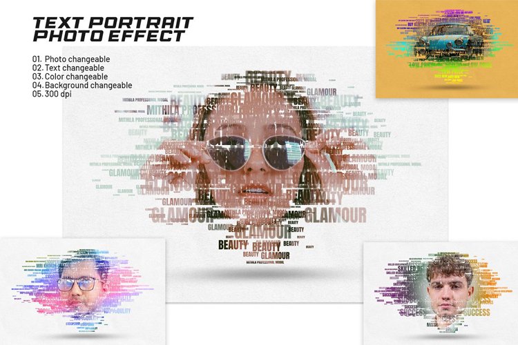 Text Portrait Photo Effect Editable