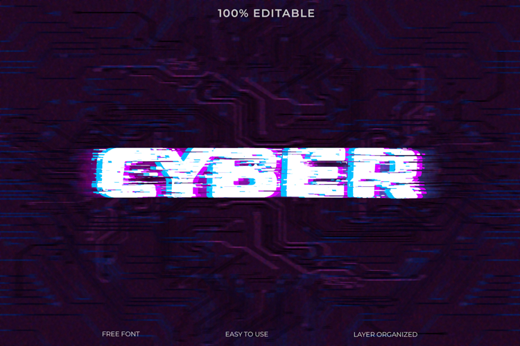 Cyber Glitch Text Effect Photoshop Template