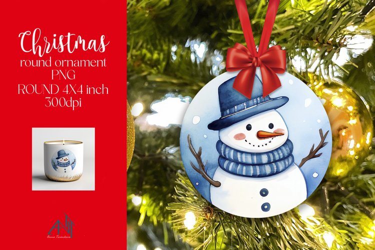 Christmas Round Ornament Sublimation PNG (2860630)