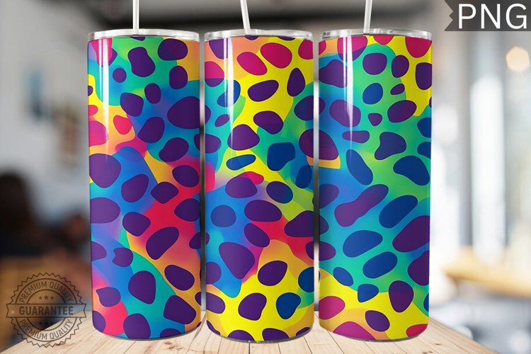 Rainbow Leopard Print Tumbler Wrap - High Quality 300 Dpi